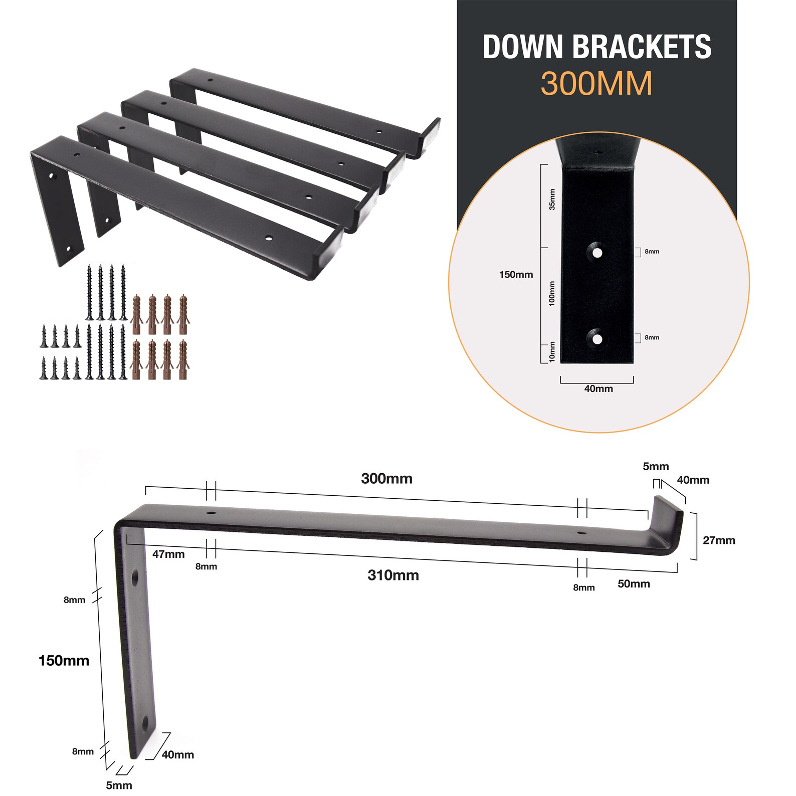 Shelf Brackets Heavy Duty Scaffold Industrial Matt Black Steel - Etsy