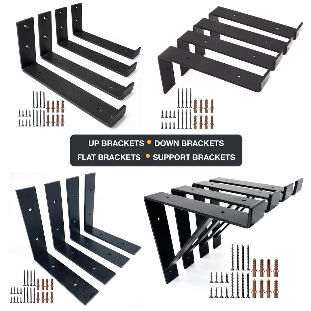 Shelf Brackets Heavy Duty Scaffold Industrial Matt Black Steel Includes ...