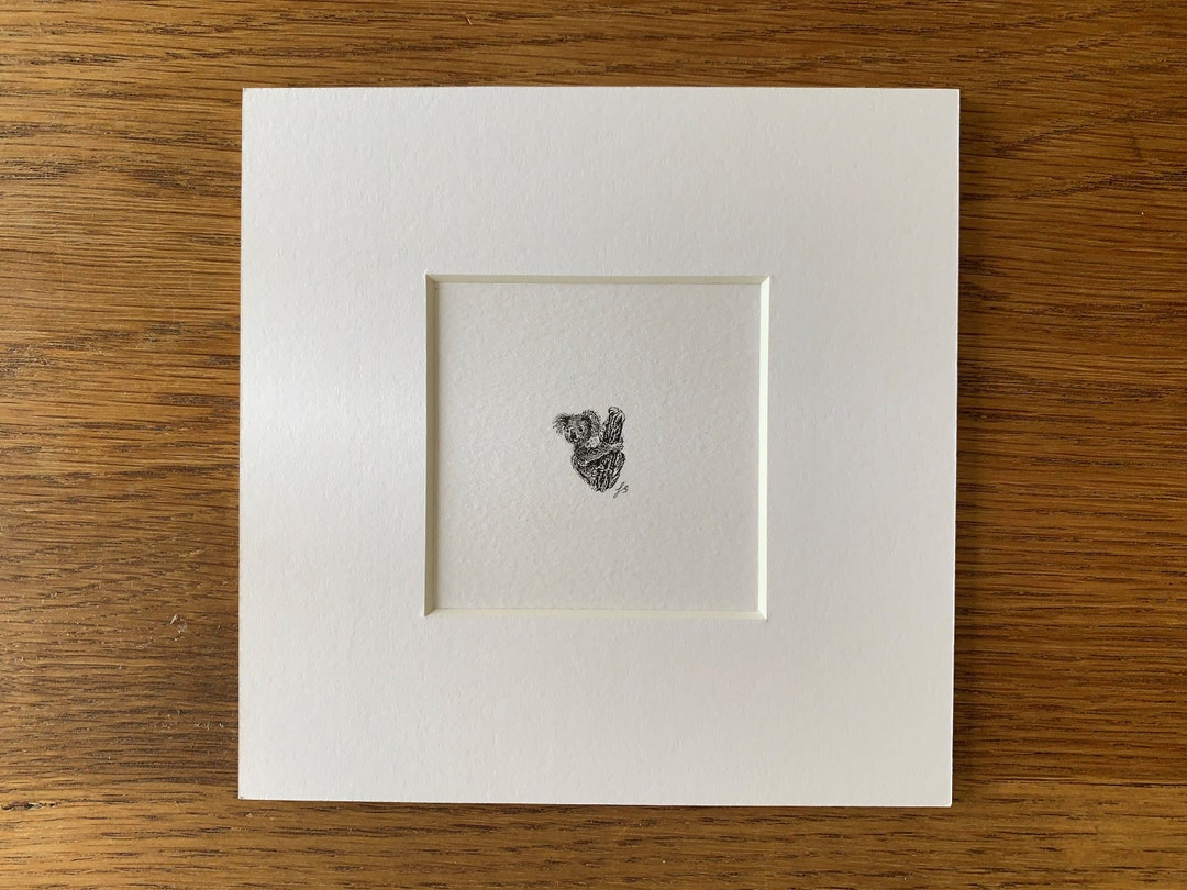 Miniature Koala Pen Drawing 6x6 inch Mounted Artwork - Etsy