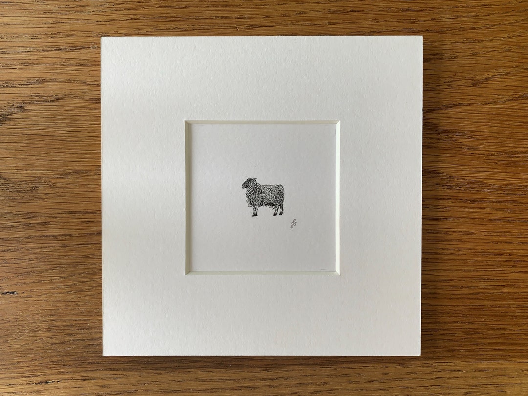 Miniature Sheep Pen Drawing - 6x6 (inch) Mounted Original - Etsy