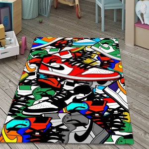 Sneakers Rug, Basketball Rug, Jumpman Rug, Living Room Rug, Bedroom ...