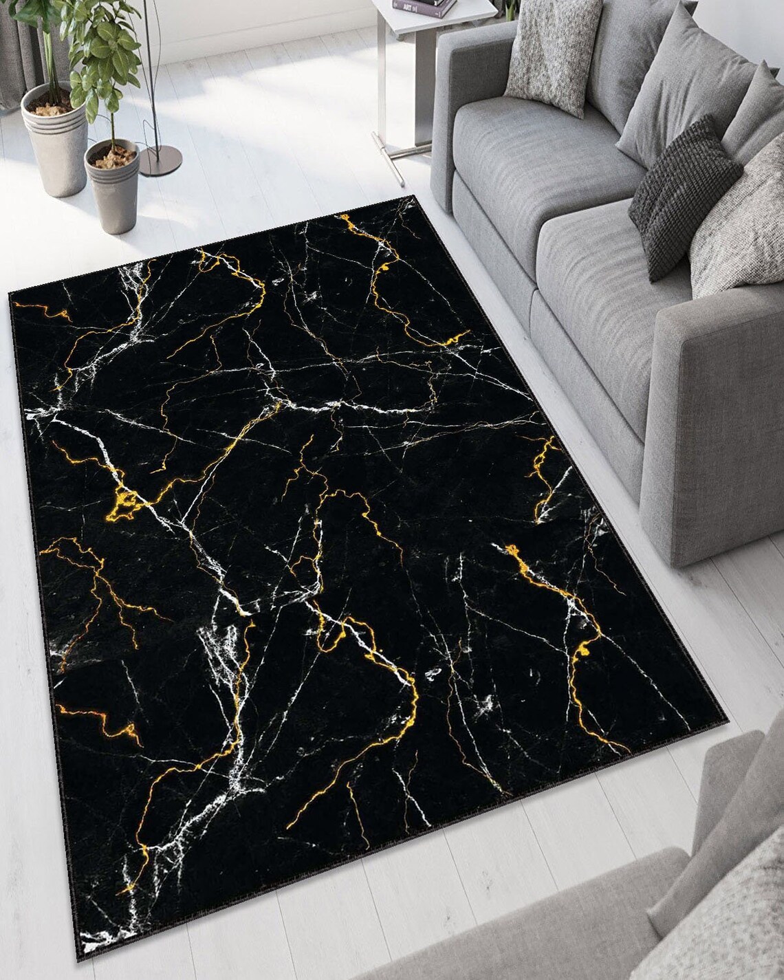 Black Silver and Gold Marble Texture Rug Area Rug Custom - Etsy