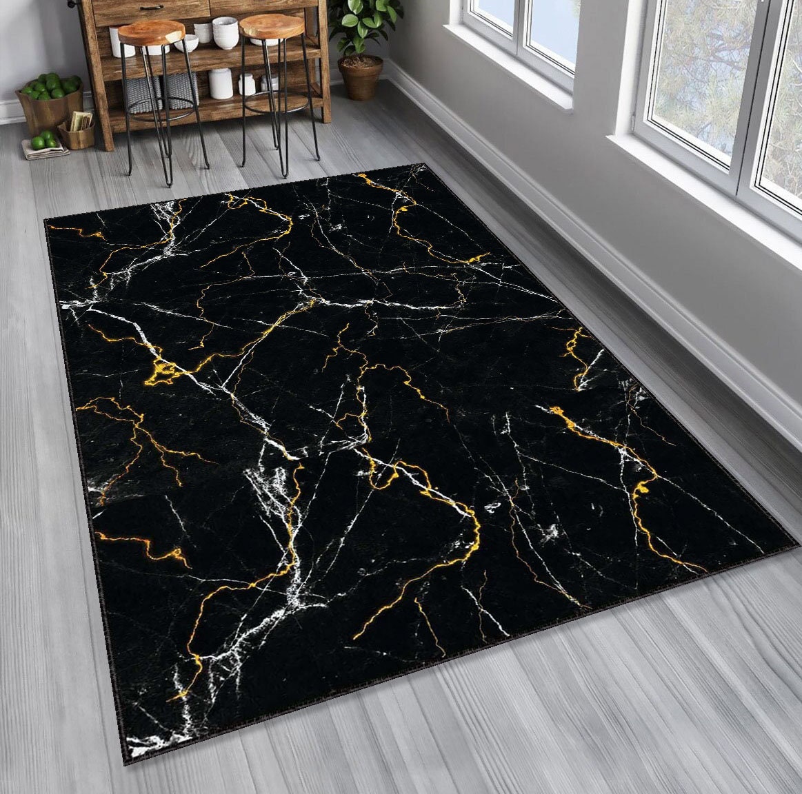 Black Silver and Gold Marble Texture Rug Area Rug Custom - Etsy