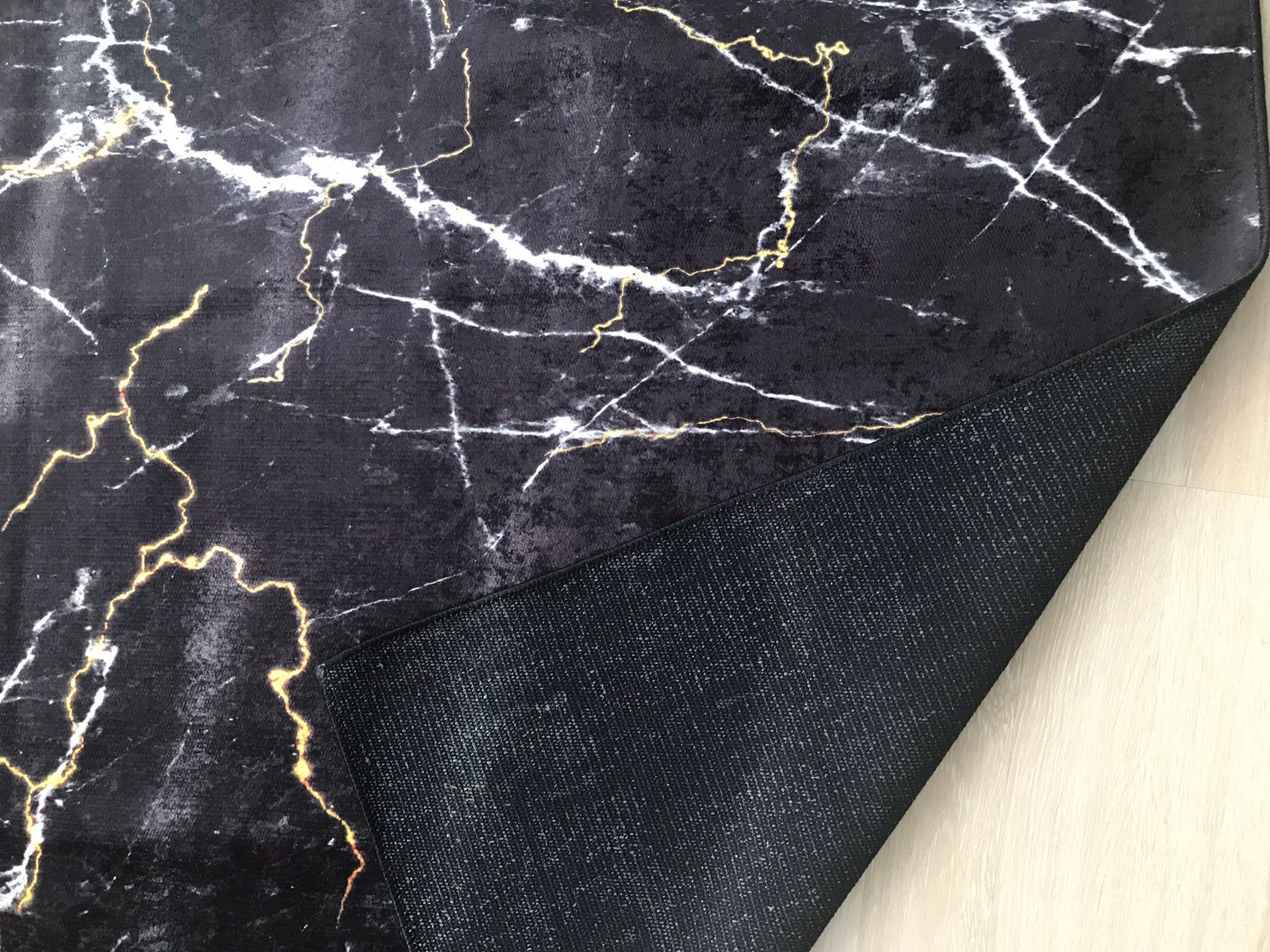 Black, Silver and Gold Marble Texture Rug Area Rug, Custom Rug, Living ...