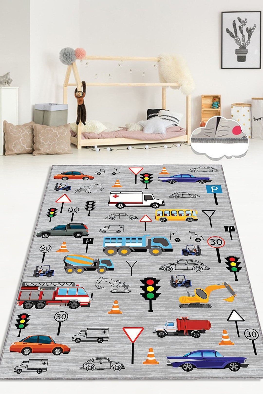 Traffic Rug, Baby Boy Gift, Childrens Floor Rug, Nursery Decor, Best ...