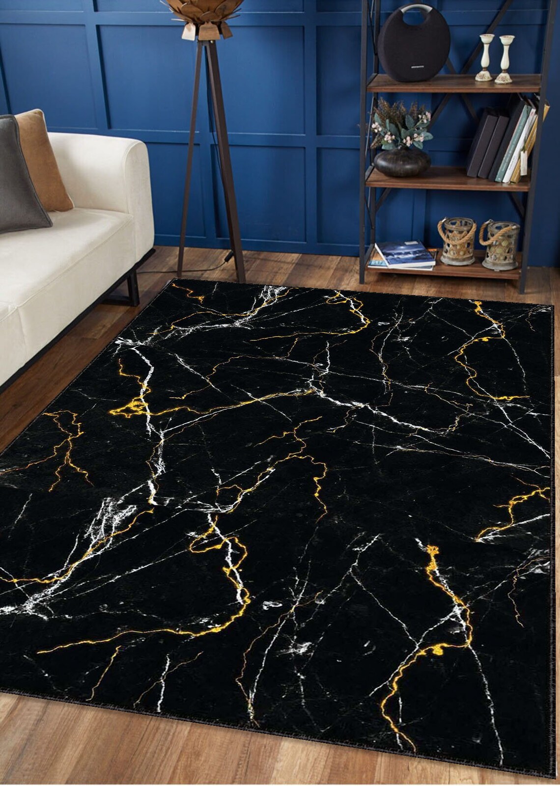 Black Silver and Gold Marble Texture Rug Area Rug Custom - Etsy