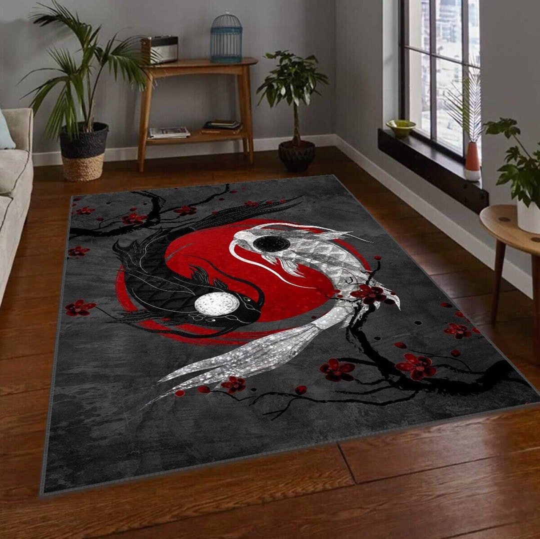 Yin-yang Rug, Yoga Mat, Koi Fishes, Living Room Rug, Modern Rug, Custom ...