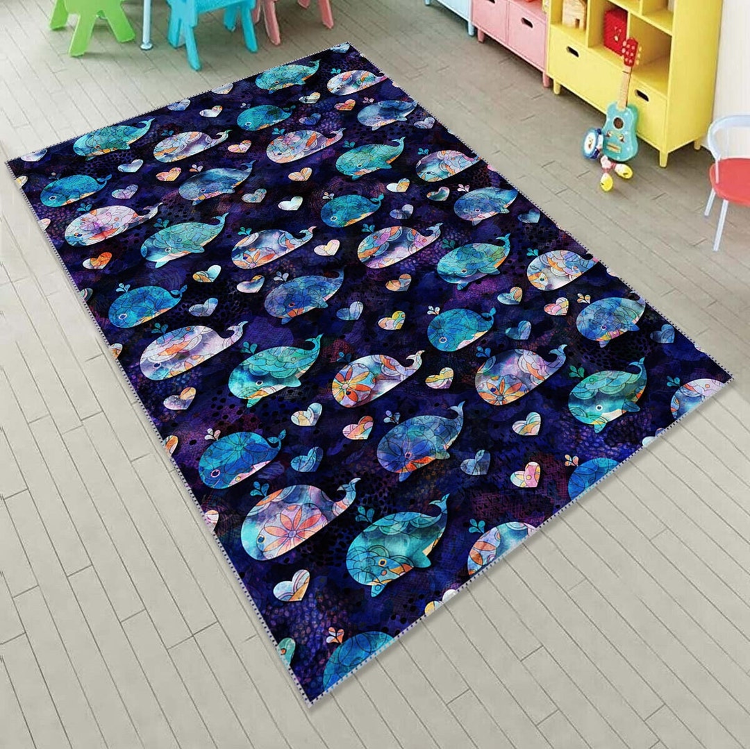 Little Whale Rug, Kids Room Rug, Kids Rug, Nursery Rug, Home Decor Rug ...