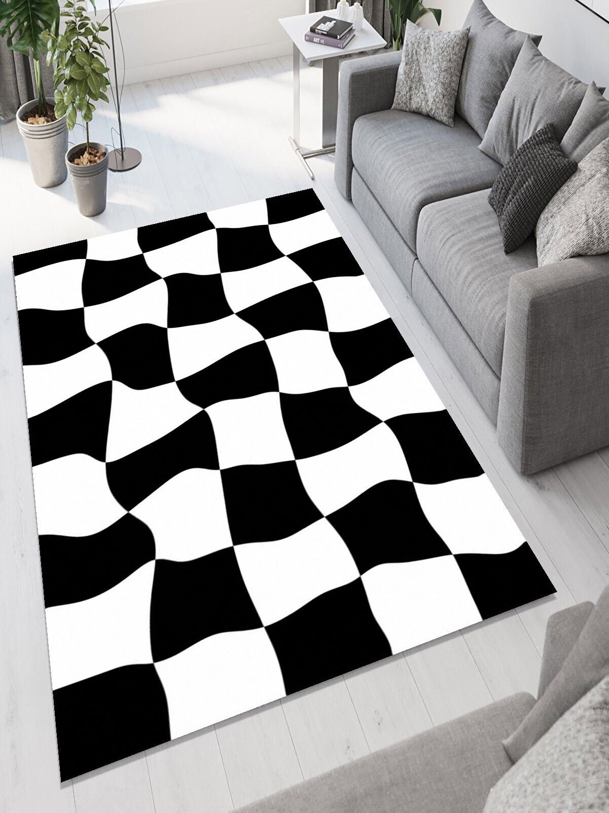 Black and White Checkered Rug, Checkered Rug, Checkered Design, Custom ...