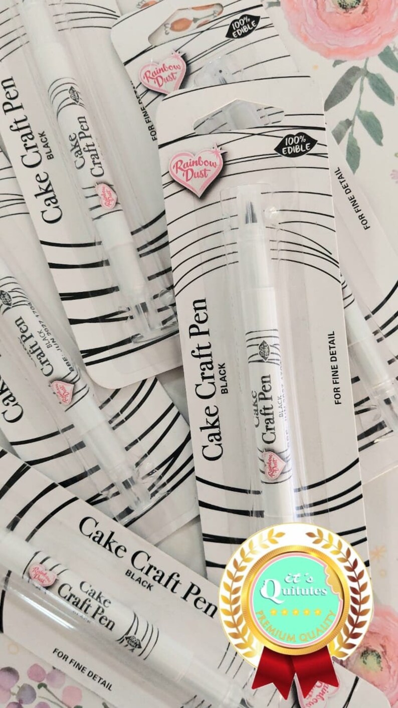 2 Pack Rainbow Dust Cake Craft Black Edible Art Food Pen - Etsy