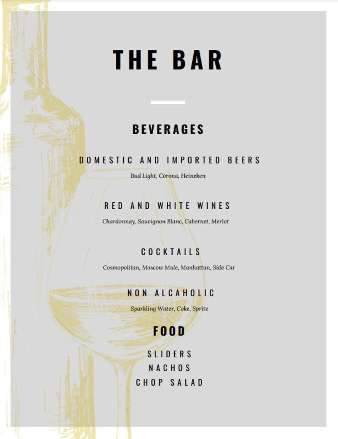 Menu Template Etsy 