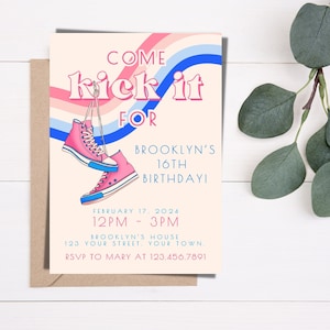 Come Kick It Sneaker Invite, Girls Sneaker Birthday Party, Sneaker Ball ...