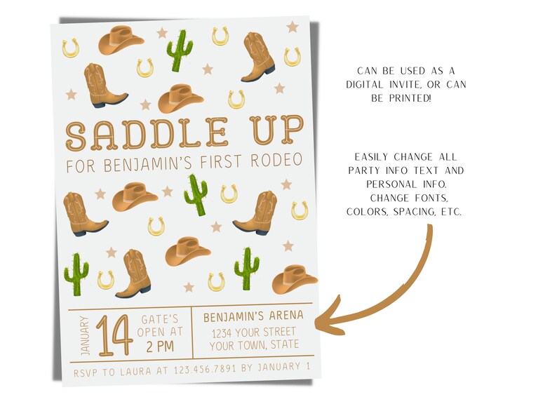 Saddle up Rodeo Invitation First Rodeo Birthday Invite - Etsy