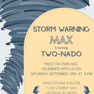 Tornado Birthday Party Invitation, Editable 2nd Birthday Twister Invite ...