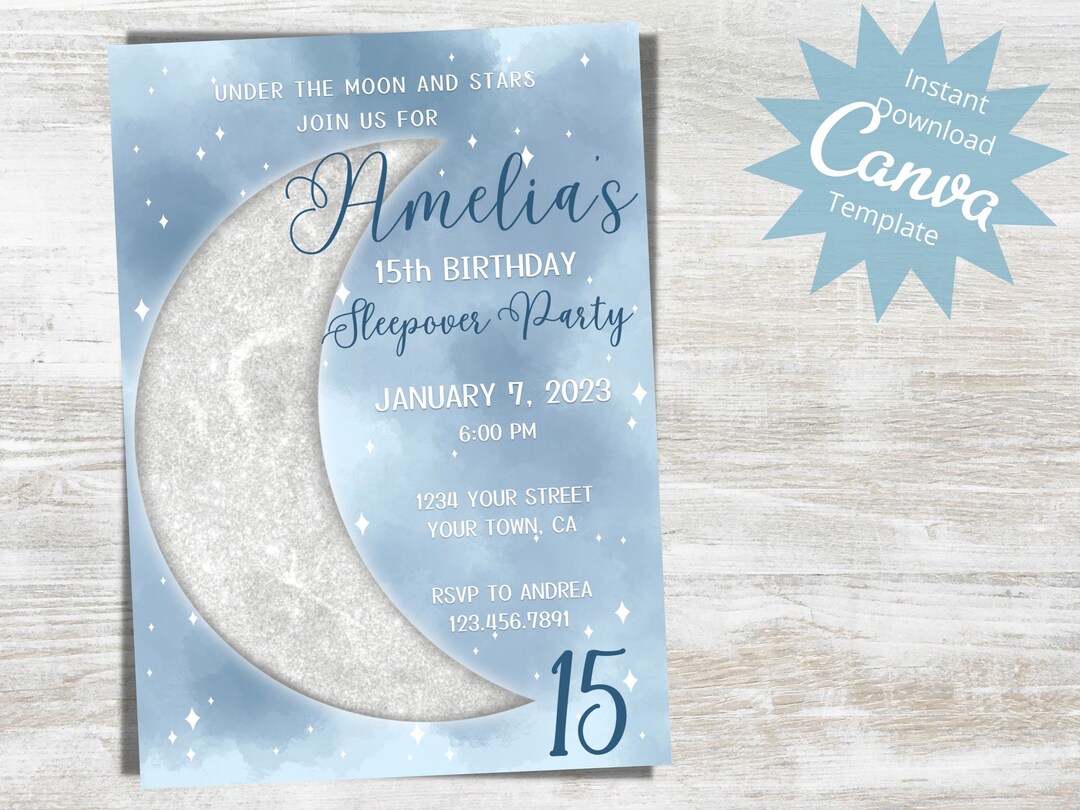 Editable Moon and Star Invitation, Moon/star Birthday, Over the Moon ...
