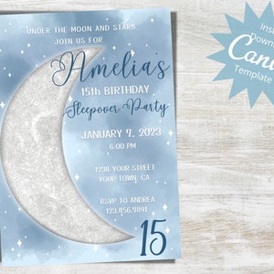 Editable Moon and Star Invitation, Moon/star Birthday, Over the Moon ...
