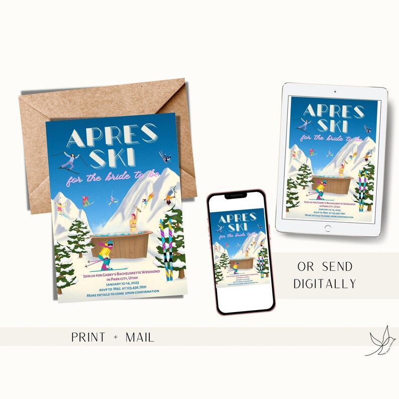 Apres Ski Bachelorette Weekend Invitation and Itinerary, Winter Girls ...