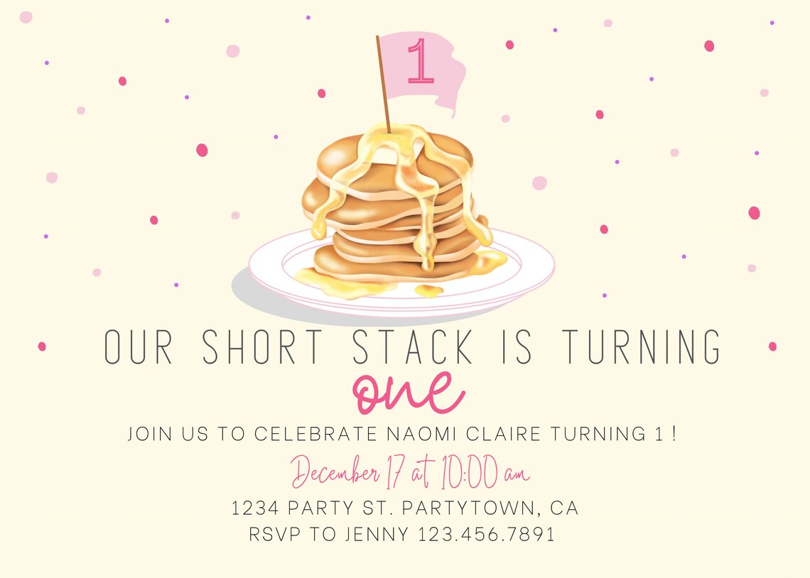 Editable Pancake Birthday Invitation Shortstack Invite - Etsy