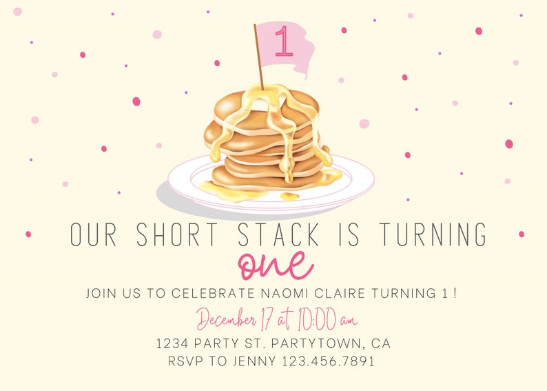 Editable Pancake Birthday Invitation Shortstack Invite - Etsy
