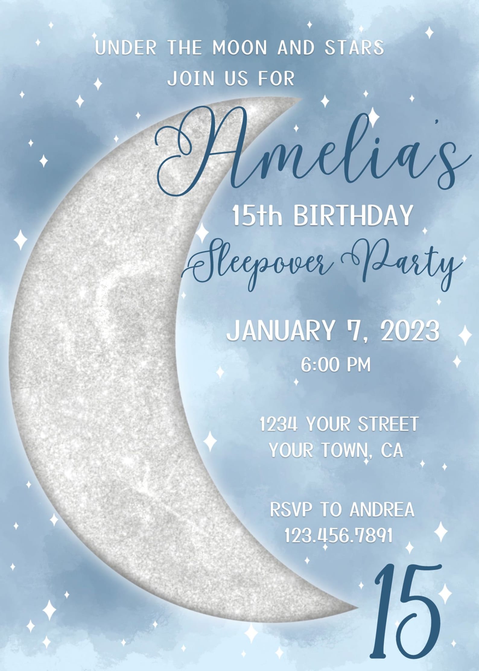 Editable Moon and Star Invitation, Moon/star Birthday, Over the Moon ...