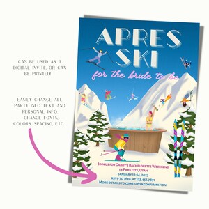 Apres Ski Bachelorette Weekend Invitation, Winter Girls Ski Trip Invite ...