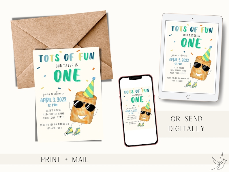 Tater Tot First Birthday Invitation, Little Tater Tot 1st Birthday ...
