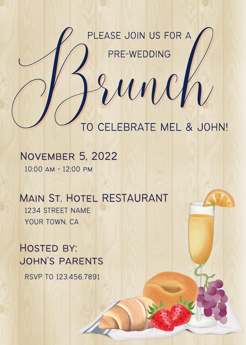 Pre Wedding Brunch Invitation, Post Wedding Bruch, Rustic Brunch ...