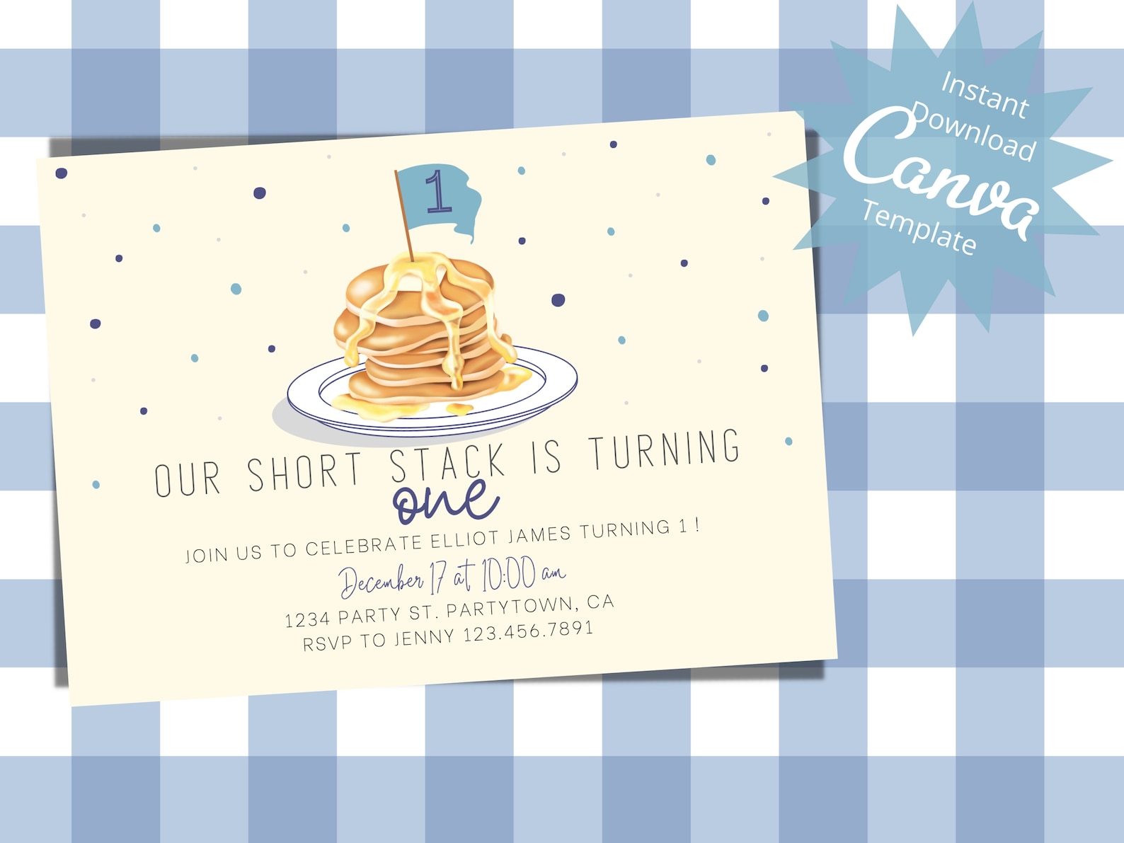 Editable Pancake Birthday Invitation, Shortstack Invite, Pancake ...