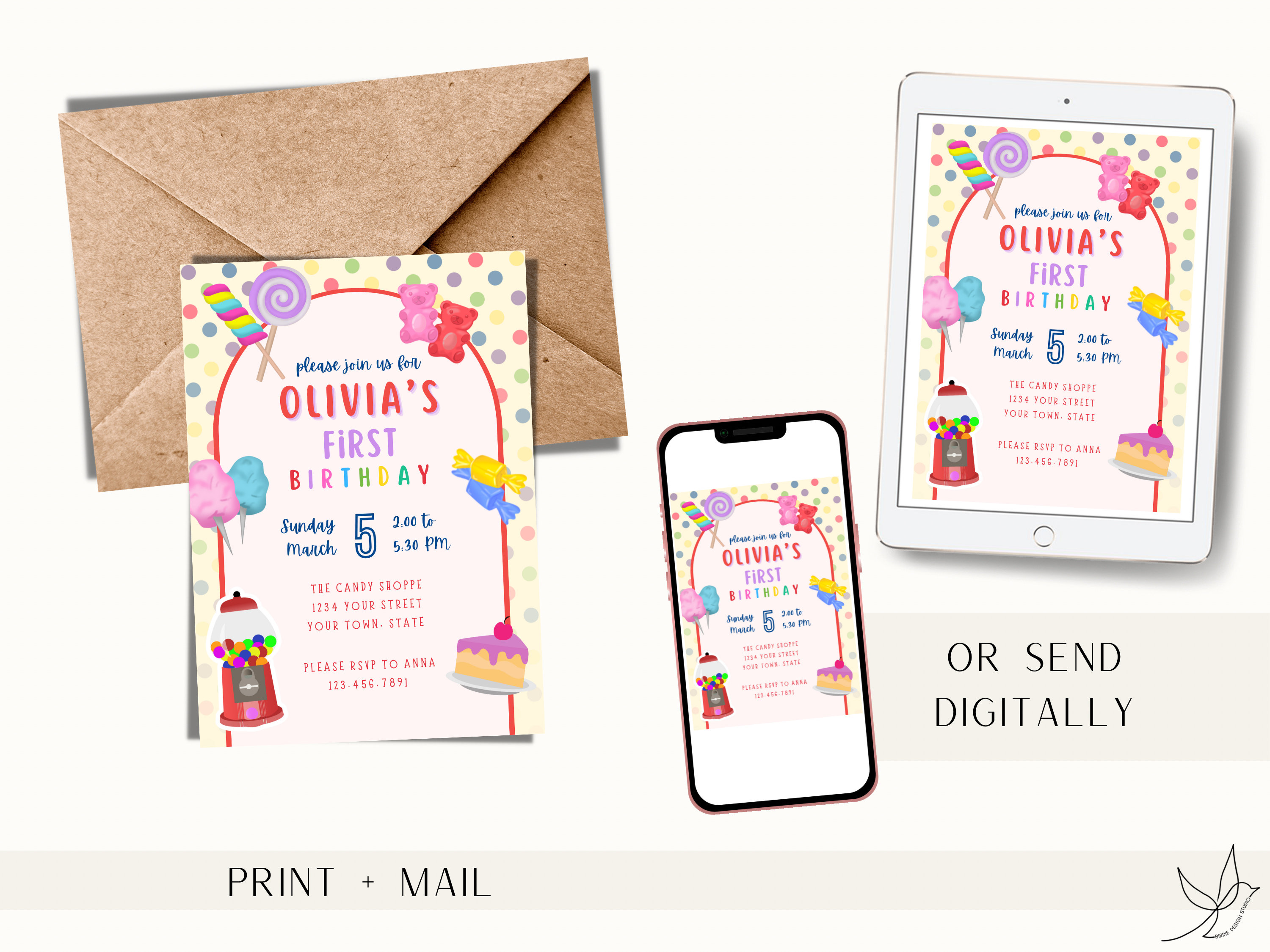 Editable Candy Invitation, Sweet Celebration Birthday Invitation ...