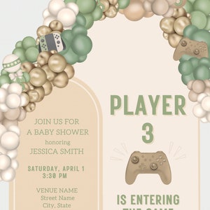 Player 3 Video Game Invitation, Couples Baby Shower Invitation, Gaming ...