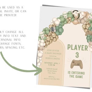 Player 3 Video Game Invitation, Couples Baby Shower Invitation, Gaming ...