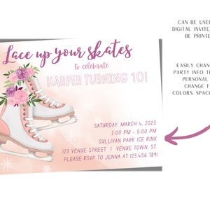 Ice Skating Birthday Invitation, Girls Skating Party, Kids Ice Skating ...