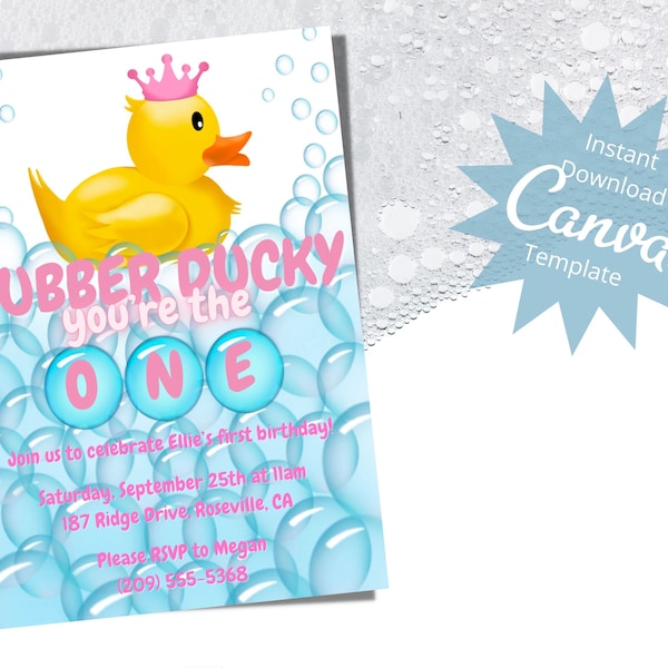 Rubber Ducky First Birthday Invitation - Etsy