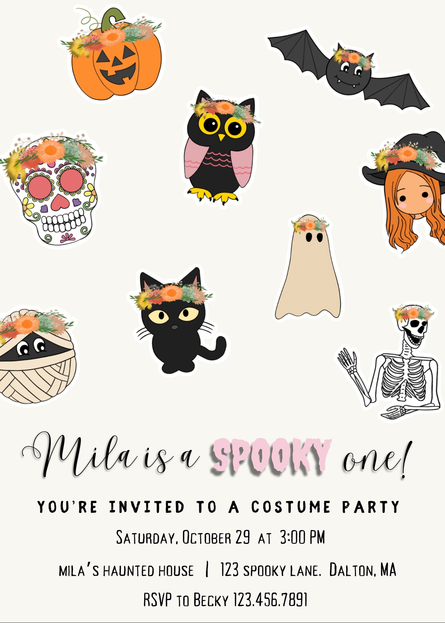 Editable Halloween Birthday Invitation Girls 1st Birthday - Etsy