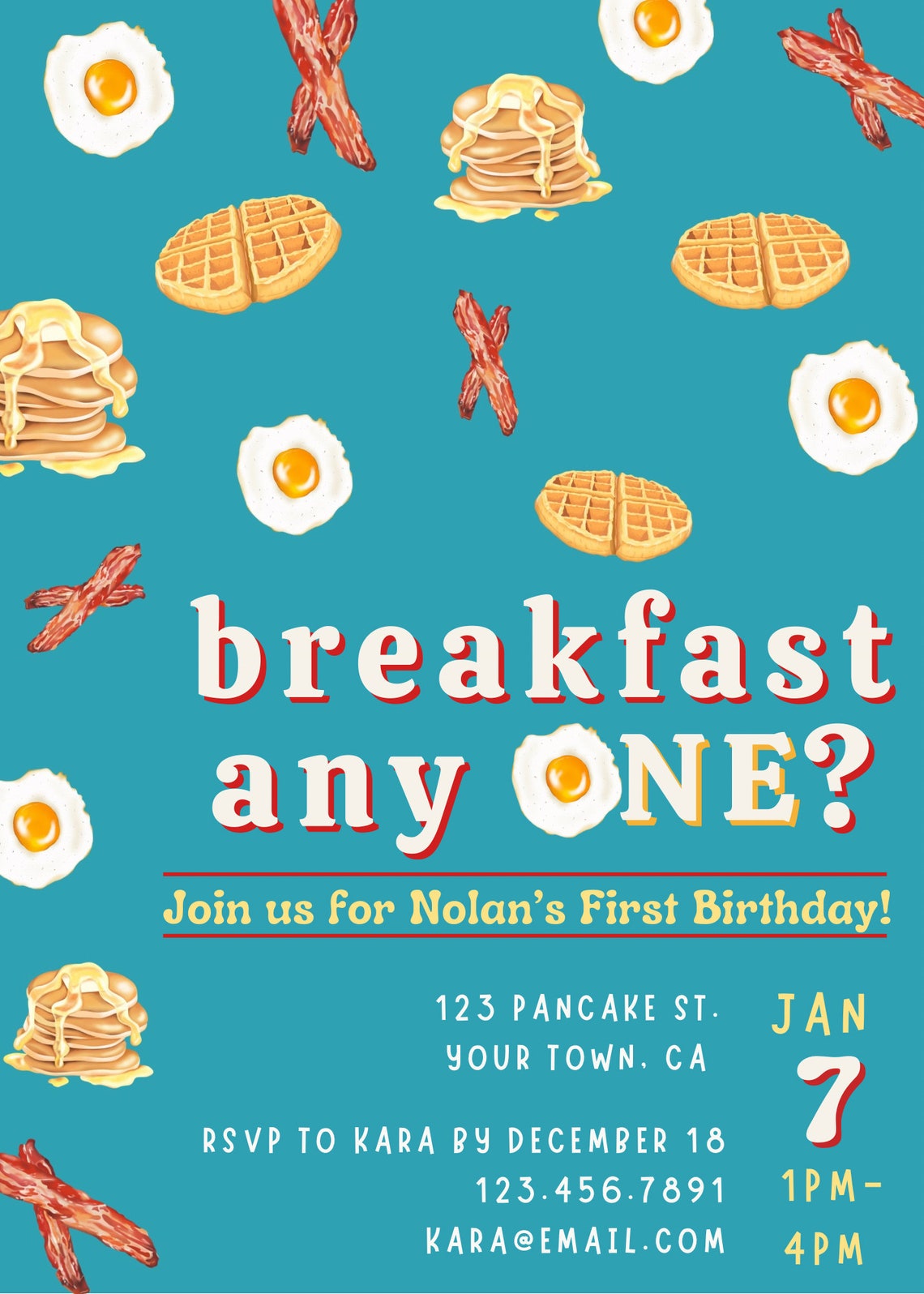Editable First Birthday Invitation Breakfast Anyone - Etsy