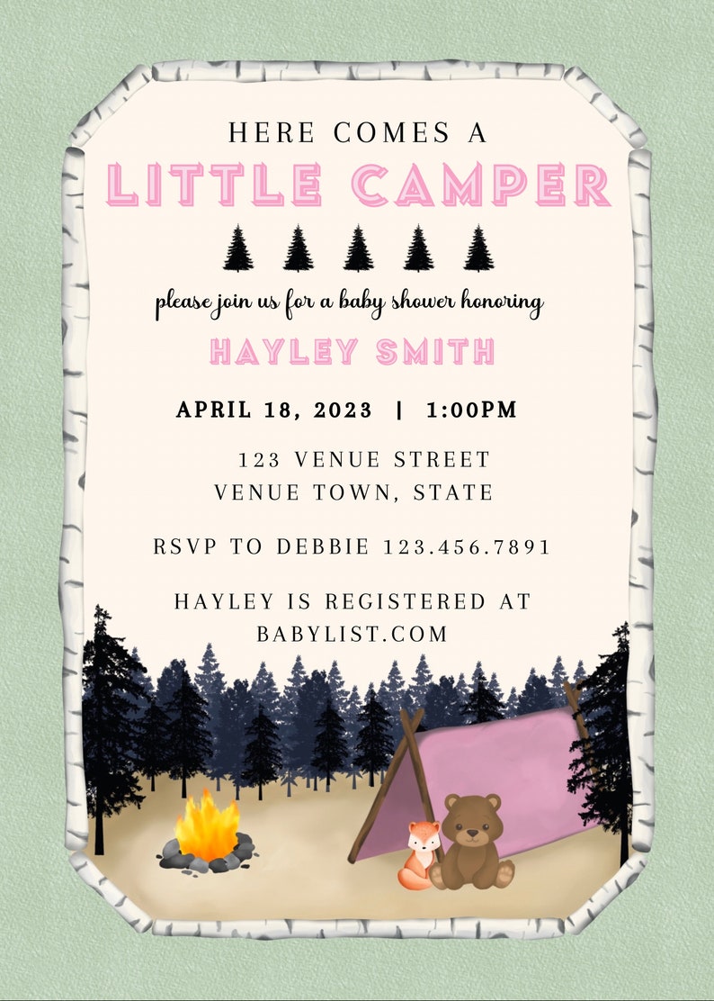 Little Camper Baby Shower Invitation, Camper Invite, Woodland Animals ...