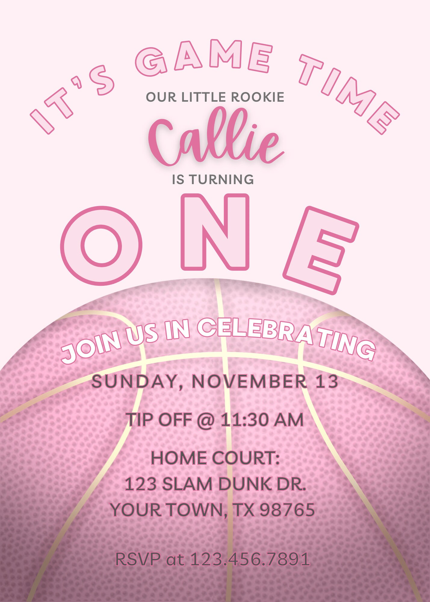 EDITABLE Rookie Year Birthday Invitation, Girls Basketball Birthday ...
