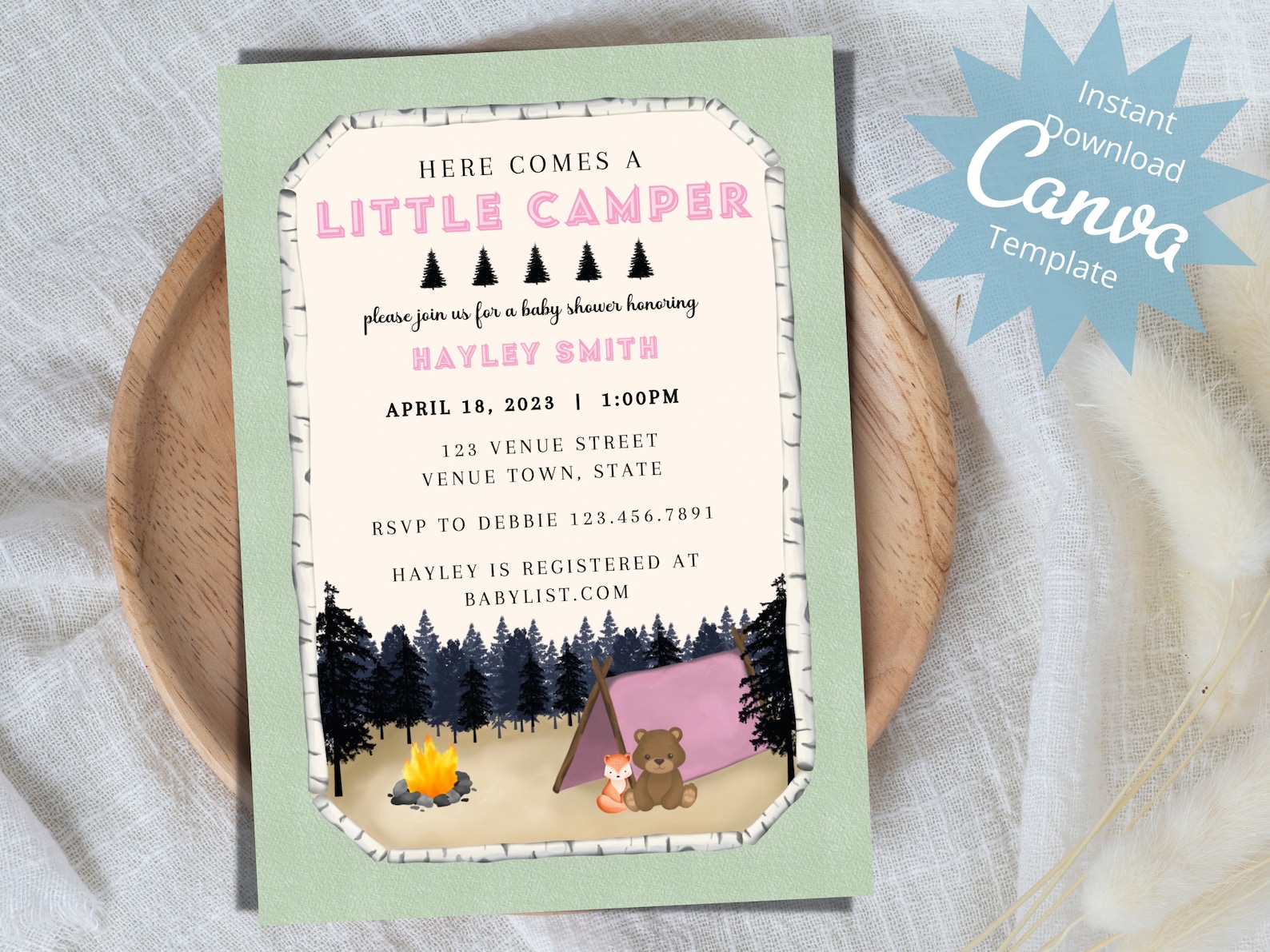 Little Camper Baby Shower Invitation, Camper Invite, Woodland Animals ...