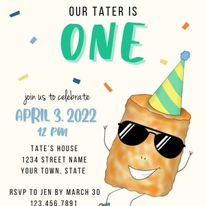 Tater Tot First Birthday Invitation, Little Tater Tot 1st Birthday ...