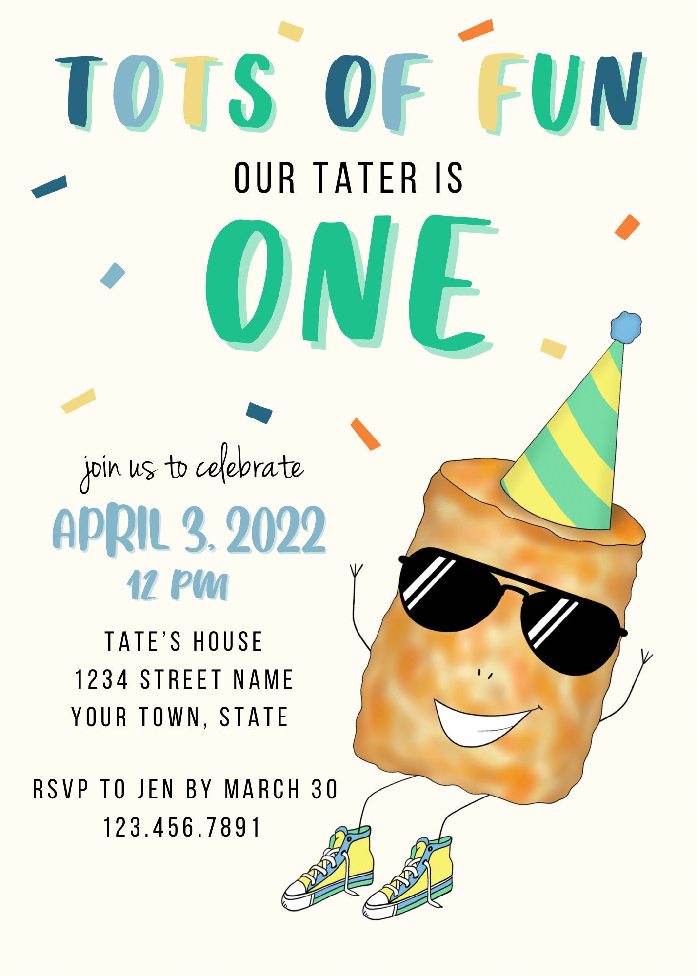Tater Tot First Birthday Invitation Little Tater Tot 1st - Etsy