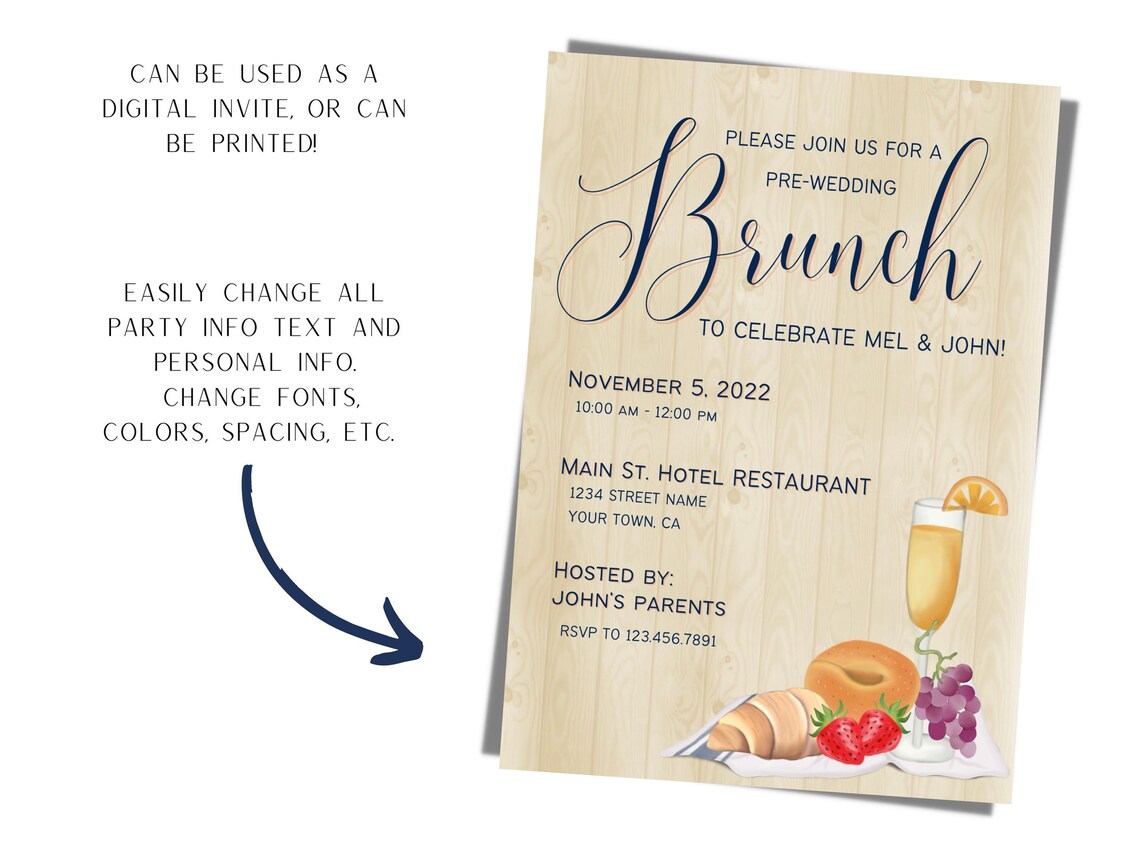 Pre Wedding Brunch Invitation Post Wedding Bruch Rustic - Etsy