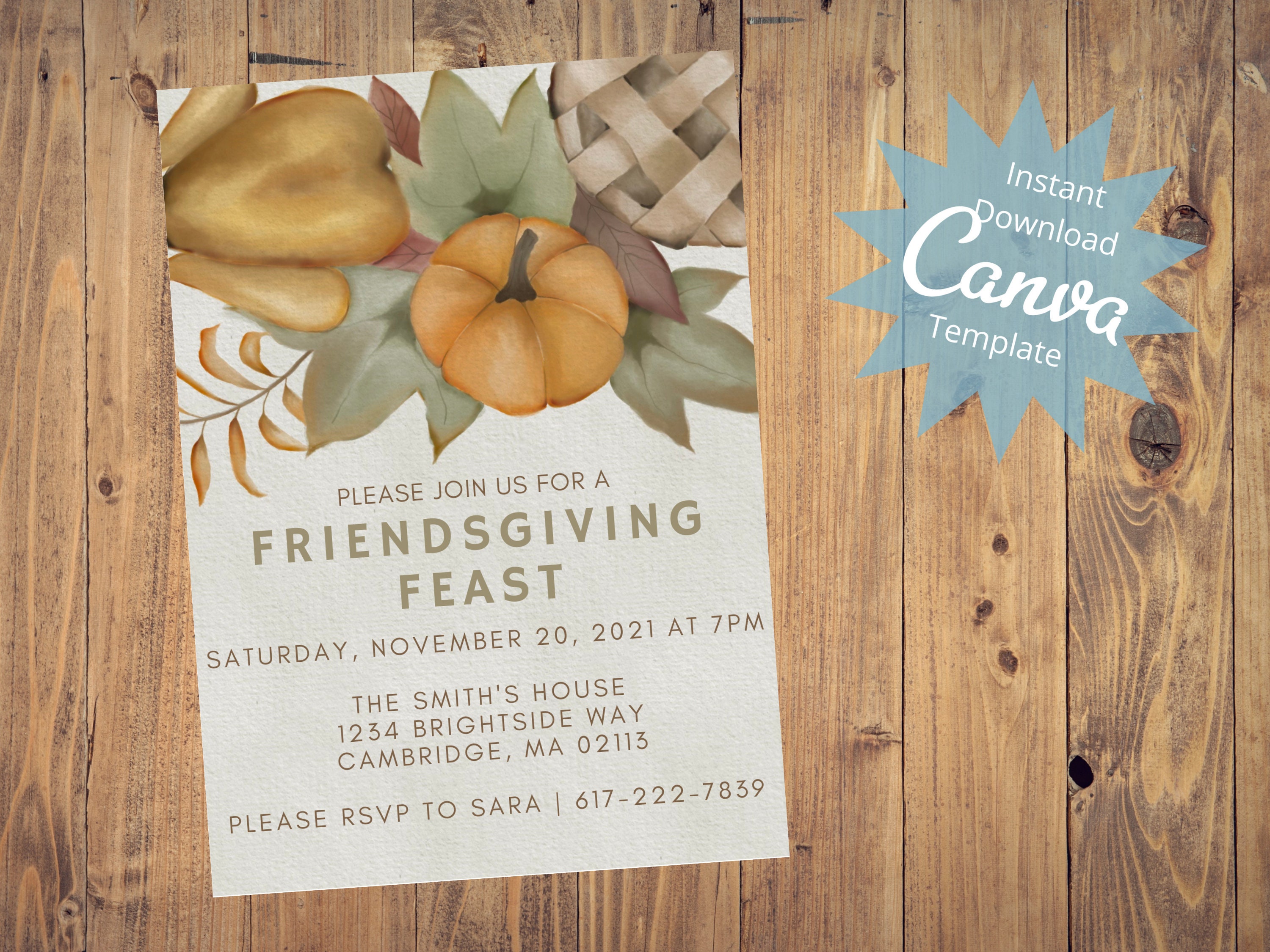 Editable Friendsgiving Invitation, Thanksgiving Gathering Invite ...