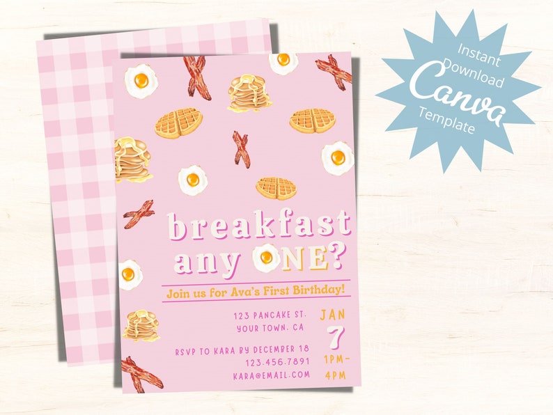 Editable First Birthday Invitation Breakfast Anyone - Etsy