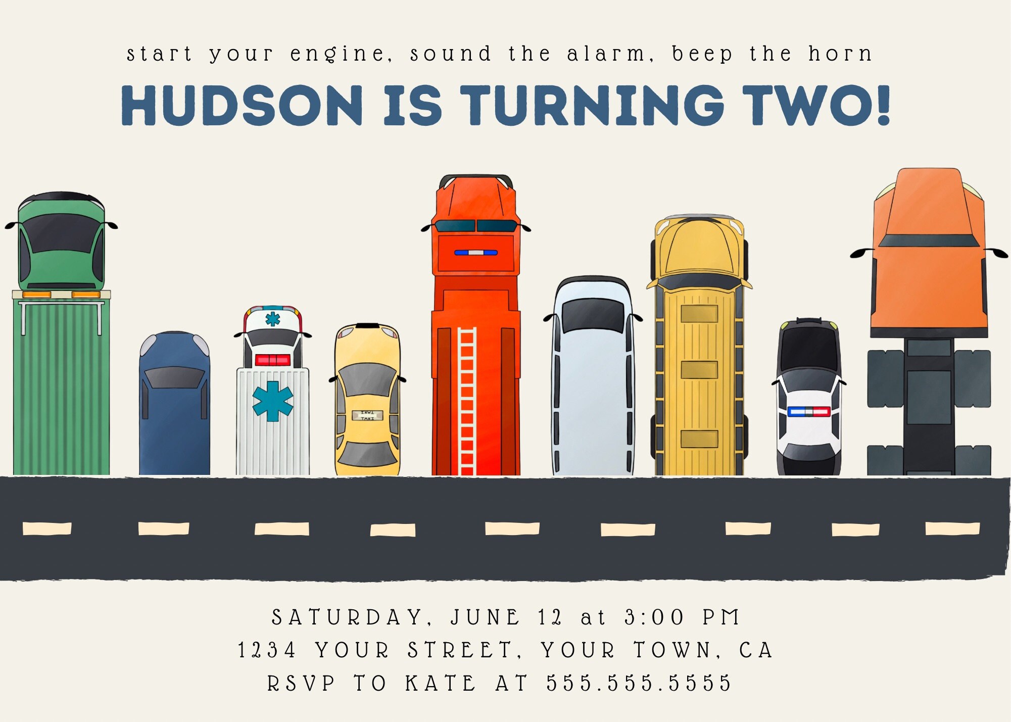 Automobile Birthday Party Invitation, Editable Boys Birthday Invite ...
