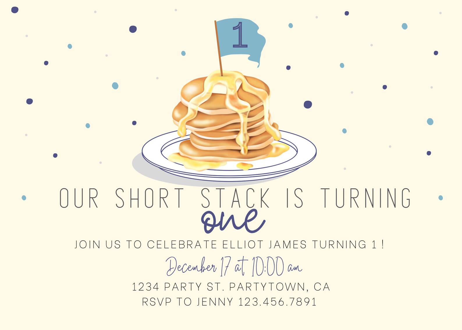 Editable Pancake Birthday Invitation, Shortstack Invite, Pancake ...