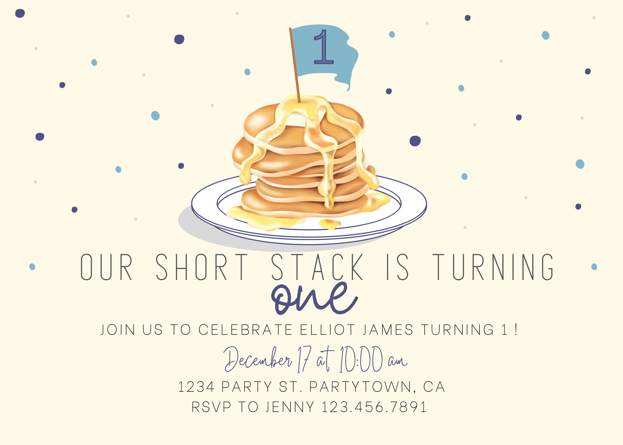 Editable Pancake Birthday Invitation, Shortstack Invite, Pancake ...