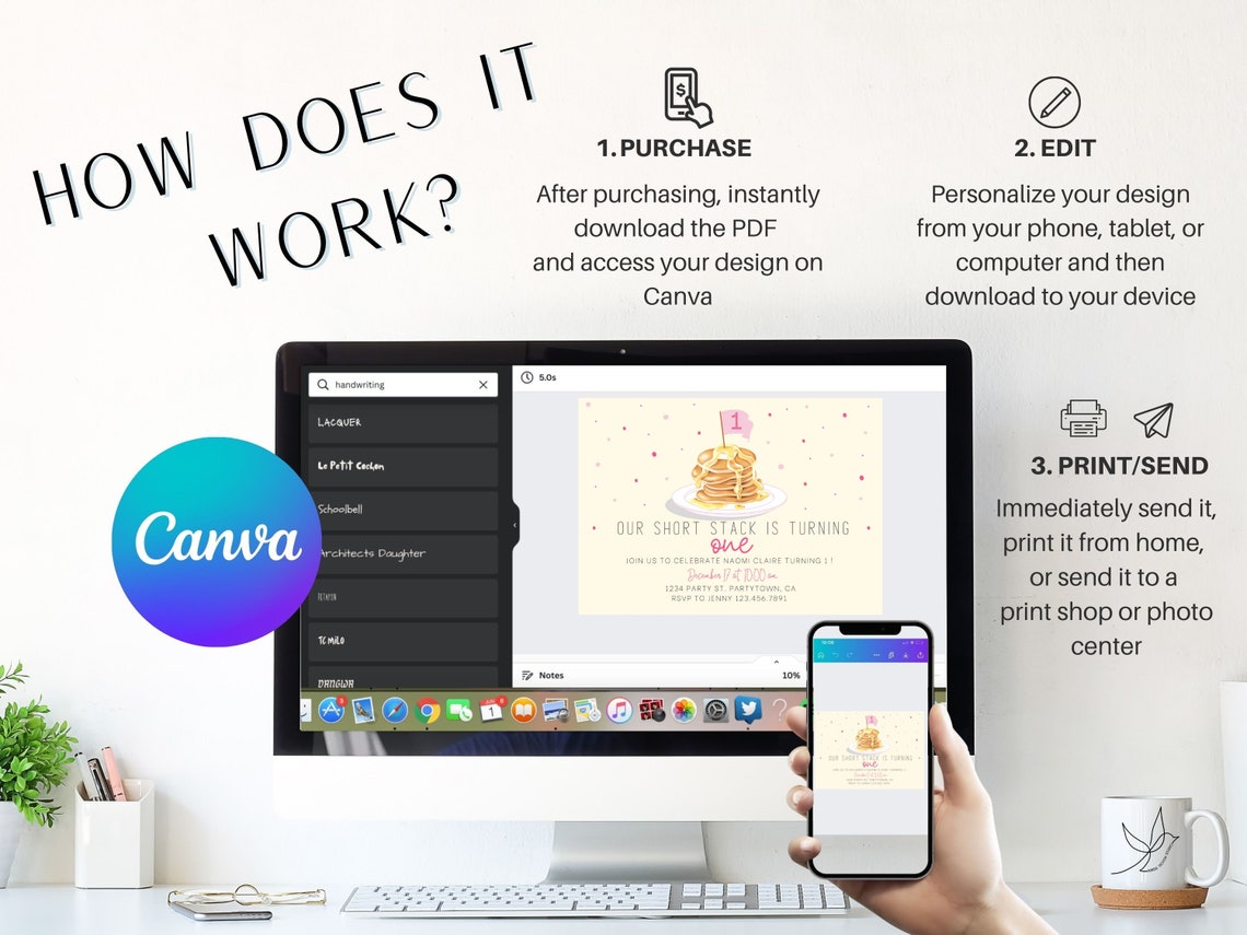 Editable Pancake Birthday Invitation Shortstack Invite - Etsy