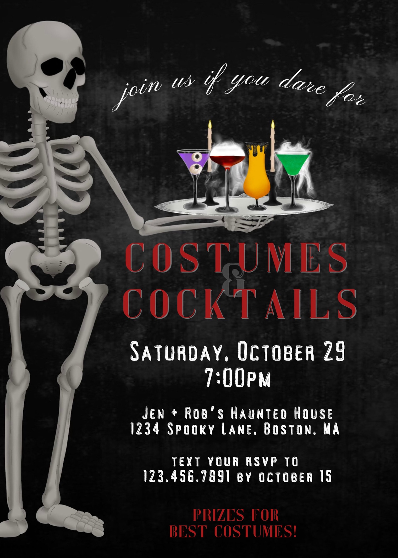 Editable Halloween Party Invitation, Costumes and Cocktails, Adult ...