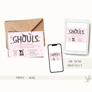 Girls Halloween Party Invite, Ghouls Just Wanna Have Fun, Halloween ...