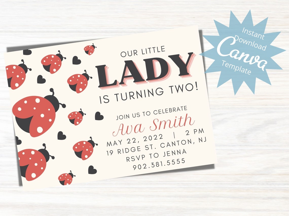 Editable Ladybug Birthday Invitation Lady Bug Party Digital | Etsy
